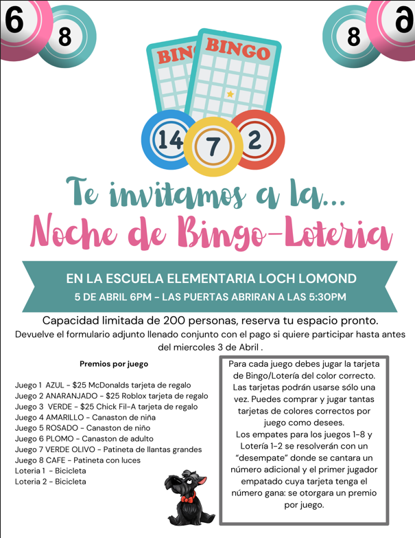 Bingo-Loteria Night - Loch Lomond Elementary School🐙 Explore o melhor ...